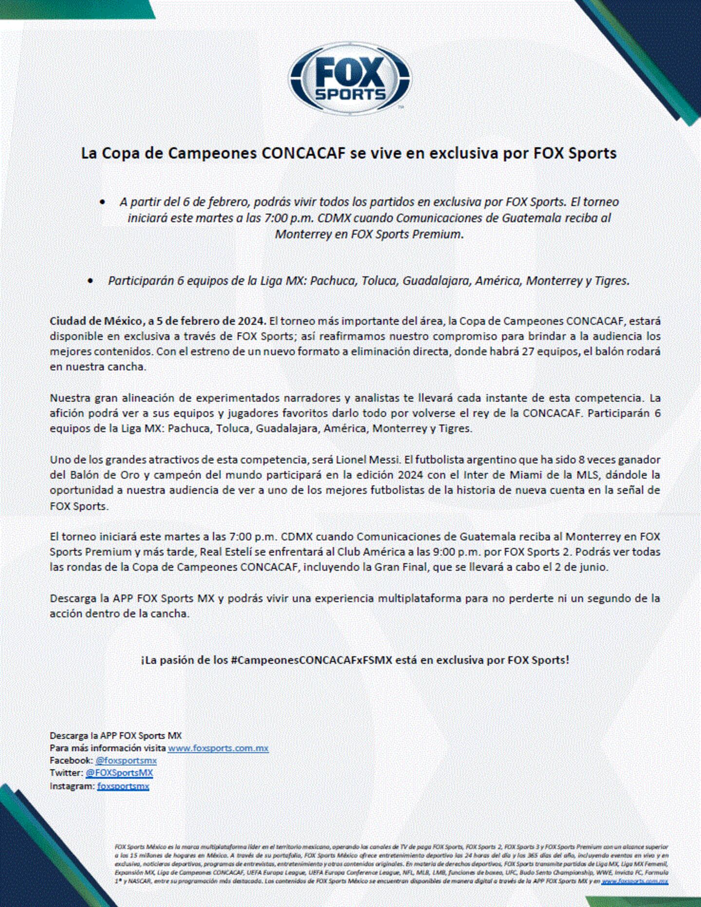 ¡La Copa de Campeones CONCACAF la vivirás EN EXCLUSIVA por FOX Sports ...