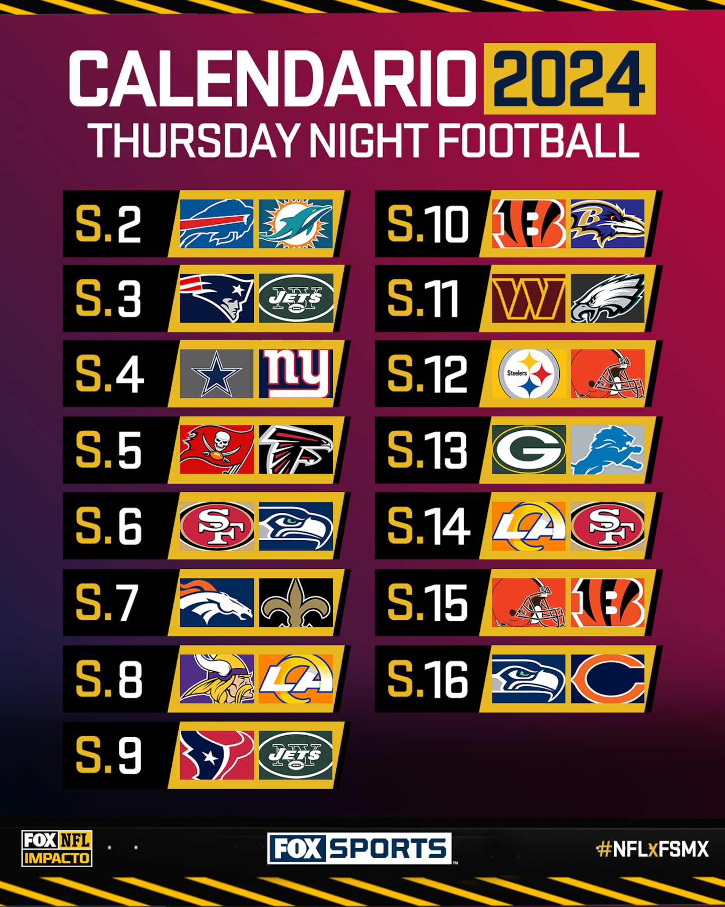 ¡OFICIAL! NFL anuncia calendario COMPLETO de la temporada 2024 ¡con ...