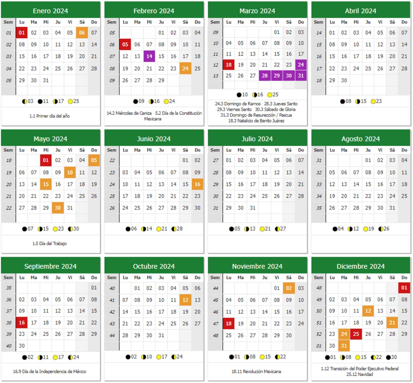 Días festivos 2024: Revelan CALENDARIO OFICIAL con fechas de feriados y ...
